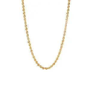 SPERO LONDON Fine 14ct Solid Italian Hallow Rope Chain Necklace - Gold