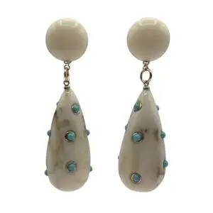 MICHAEL NASH JEWELRY Kathryn Ivory And Turquoise Drop Earrings - White
