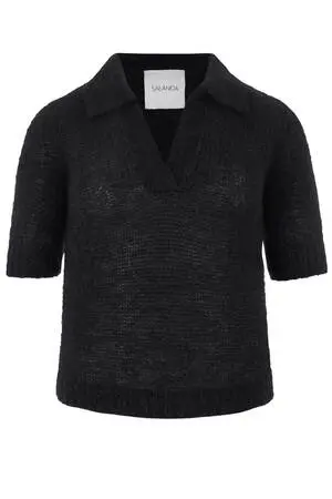 SALANIDA Melody Mohair Polo Top - Black