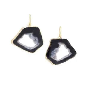 Saachi Agate Dangle Earrings - Black