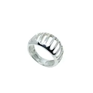 TG-JEWELLERY BY TAMARA GERVASIO Egg Shape Grill Band Ring In Sterling - Silver