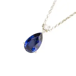 JUVETTI  Blue / White / Silver Ori Large Pendant Necklace In Blue Sapphire & Diamond Set In White Gold Blue/white/silver