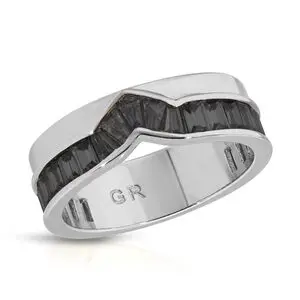 GLAMROCKS JEWELRY Peak Baguette Band Ring- Black - Silver