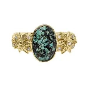 FARRA African Turquoise Stone Bangle - Green