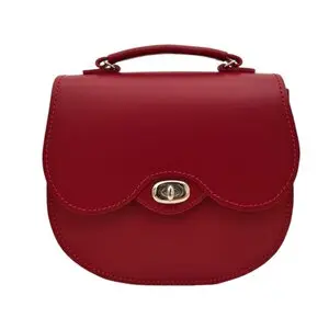 ZATCHELS Handmade Leather Twist Lock Saddle Bag - Red