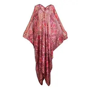 JENNAFER GRACE Lorraine Rose Paisley Caftan - Red