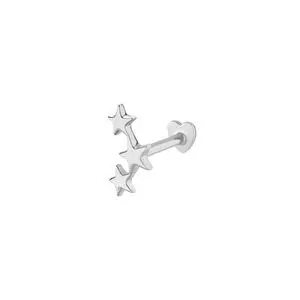 VANCHI 14k Solid White Gold Star Cluster Flat Back Stud - Silver