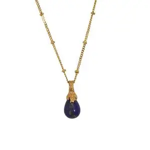 CLAIRE HILL DESIGNS Lapis Lazuli Gold Lichen Pendant Necklace - Blue