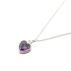 HARFI Mini Heart Amethyst February Birthstone Necklace Silver
