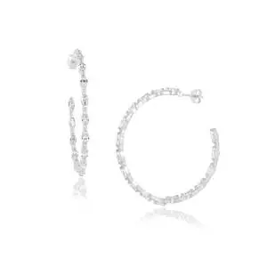 MOON LONDON Epic Sparkling Large Sterling Hoops - Silver