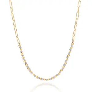 NELLOU JEWELLERY Labradorite Gem Shine Necklace Gold Plated Sterling Silver - Grey