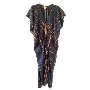 Pink Haley Madella Hand Dyed Kaftan Dress In Deep Sea - Blue