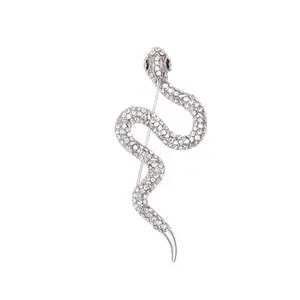 CHANEL JOAN ELKAYAM Crystal Snake Brooch - Silver