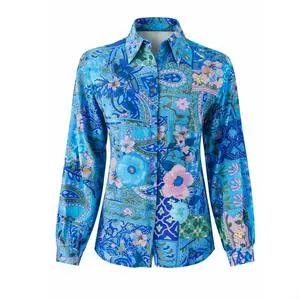 INTROVERTIE VIENNA June Silk Blouse Azure - Blue