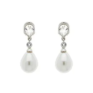 EMMA HOLLAND JEWELLERY Teardrop Pearl And Crystal Clip On Earrings - Silver