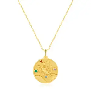 AZURA JEWELRY NEW YORK Scorpio Zodiac Mantra Necklace In Yellow Vermeil - Gold