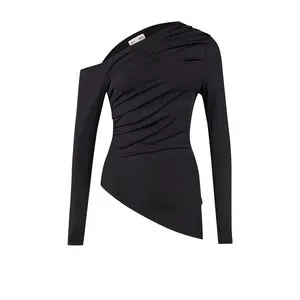 PCFG Your Itch Draped Long Sleeve Top Jet - Black