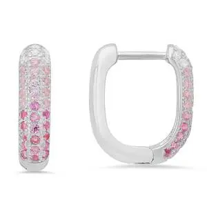 KYLIE HARPER Sterling Pink Ombre Pave Hoop Earrings - Silver