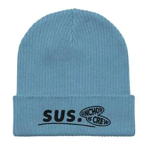 ANCHOR & CREW Light Sus Gen. Organic Cotton Embroidered Beanie - Blue