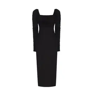 NALÈ Ava Ruched Sleeves Bodycon Dress - Black