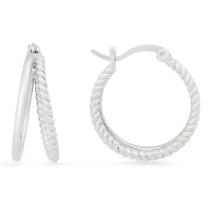 KYLIE HARPER Sterling Twisted Rope Double Hoop Earrings - Silver
