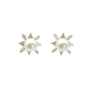 VICSTONENYC FINE JEWELRY Pearl Stud Earrings - Silver