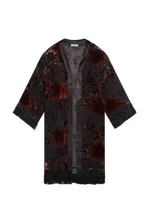 LITTLE LIES Black / Red Rooms On Fire Floral Kimono - Black/red
