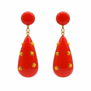 MICHAEL NASH JEWELRY Kathryn Polka Dot Drop Earrings - Orange