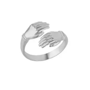SPERO LONDON New Hug Ring With Hands Sterling & Gold Plated - Silver