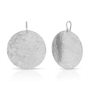 HEATHER HAWKINS Extra Large Hand Hammered Sterling Disc Earrings Thirty Eight Millimeters - Silver