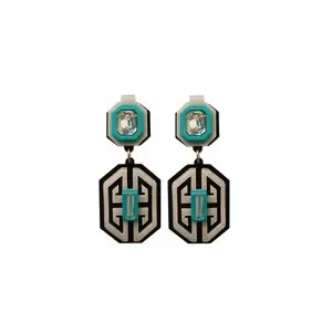 GISSA BICALHO Acrylic Handmade Earring Meander Tuquoise