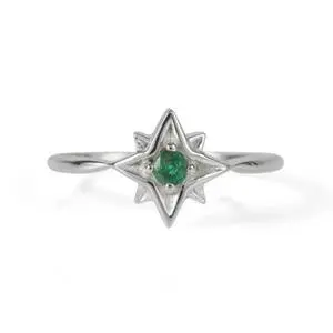 CHARLOTTE'S WEB JEWELLERY Silver / Green Guiding North Star Silver Ring Emerald - Silver/green