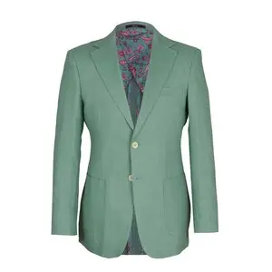 DAVID WEJ Hugo Linen Single Breasted Blazer Teal - Green