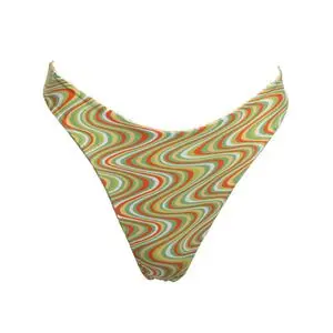 PATTI JANE SWIM Faye's Groovy High Waist Cheeky Bikini Bottoms - Green
