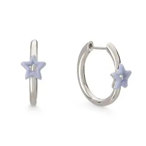 DOLCETTO DESIGNS Cometa Enamel Star Hoop Earrings Recycled - Silver