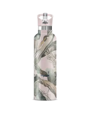 MY BOUGIE BOTTLE Neutrals Tropique |vintage Peacock & Palms Insulated Bottle - Red