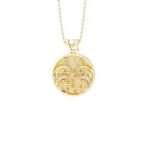 VANIMY Promised Land Wave Faith Coin Medallion Necklace - Gold