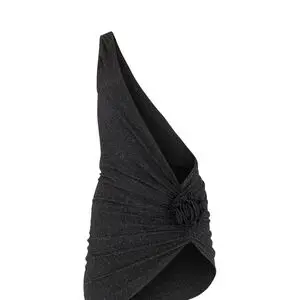 DECOLET THE LABEL Black / Silver Azaria One-shoulder Coverup In Black Lurex - Black/silver