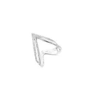 SALLY SKOUFIS Pivot Ring With Made Cz Diamond Stimulant In Sterling - Silver