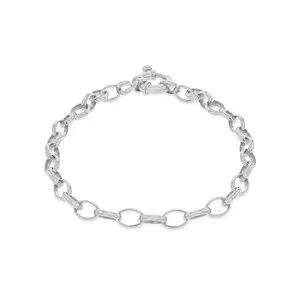 TRUE ROCKS Belcher Charm Bracelet Rhodium Plated - Silver