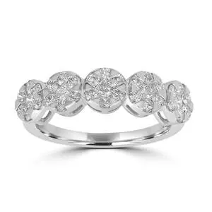 ARTISAN Five Floral Diamond Band Ring In 18k Gold - White