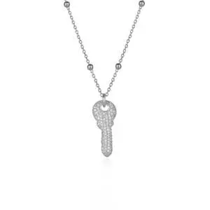 SPERO LONDON Key Pendant Necklace With Beaded Chain Sterling - Silver