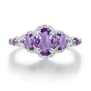 AZURA JEWELRY NEW YORK The Wilderfern Amethyst Ring White Gold Vermeil - Silver