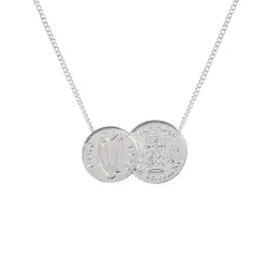 KATIE MULLALLY Irish & Scottish Double Coin Pendant Silver Necklace - Gold