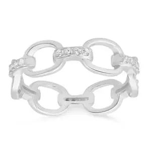 KYLIE HARPER Diamond Cz Paper Clip Band Ring In Sterling - Silver