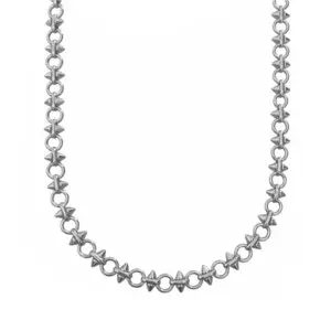 IN CAUDA VENENUM Plated Brass Studded Necklace - Silver