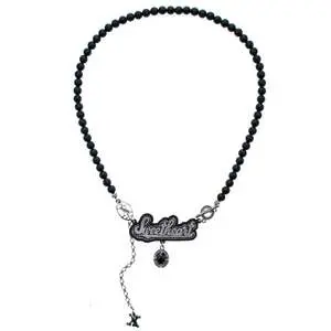 GEM KINGDOM Black / Silver Back To The Future Sterling Silver Sweetheart Necklace - Black/silver