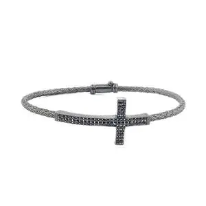 EBRU JEWELRY Black / Silver Eternal Cross Black Diamond ’s Sterling Silver Bracelet Silver - Black/silver