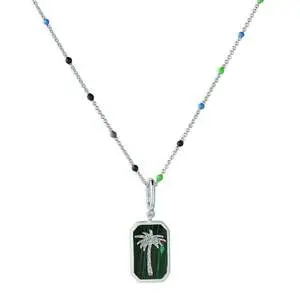 SHADED THE LABEL Priscilla Palm Tree Sterling Beaded Pendant Necklace - Silver