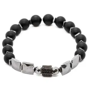 EBRU JEWELRY Black / Silver Spiritual Onyx Stone Style Bracelet Black - Black/silver